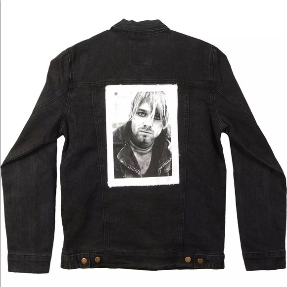 NIRVANA | Jackets & Coats | Nwt Nirvana Black Denim Jacket Kurt Cobain ...